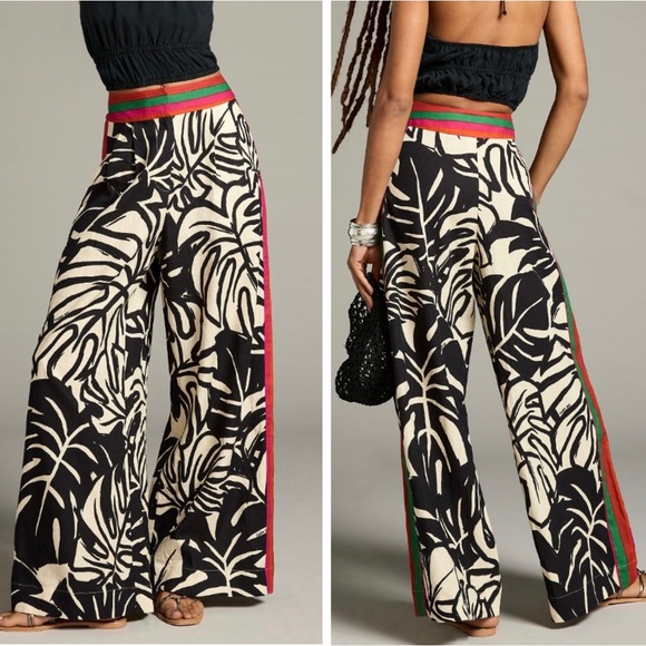 FARM Rio | Pants & Jumpsuits | Anthropologie X Farm Rio Wideleg Linen ...